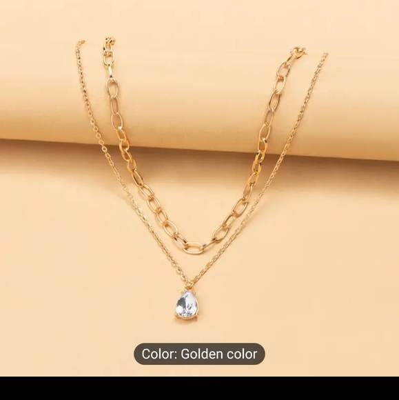 Jewelry | New Pretty Double Layer Paperclip Chain With Jewel In Gold ...